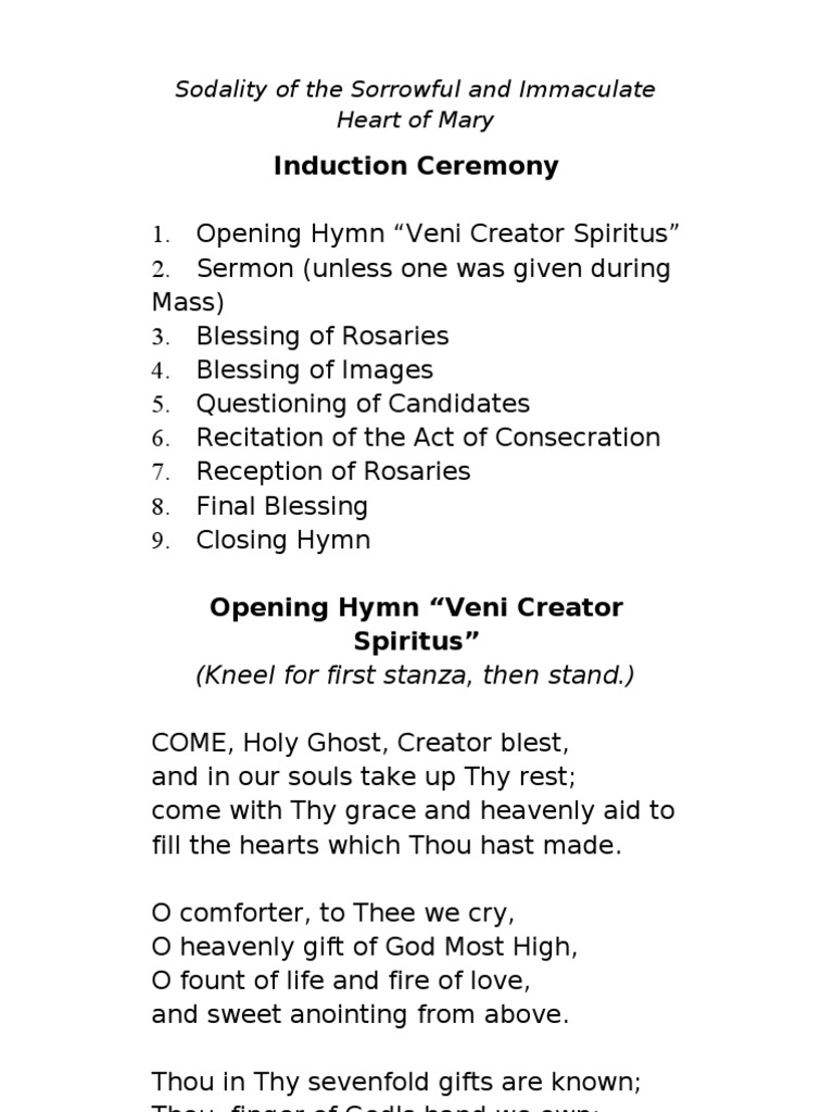 Sodality Induction Ceremony Booklet - 2013 | PDF | Rosary | Mary ...