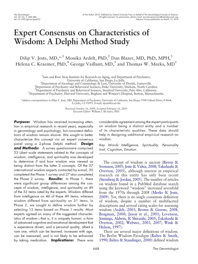 Delphi Method Study | PDF | Wisdom | Survey Methodology