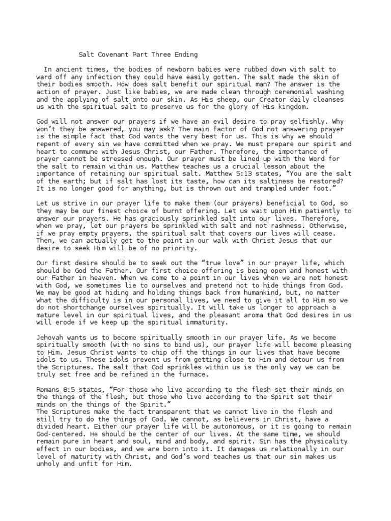 Salt Covenant Part Three Ending | PDF | Prayer | Gospel Of Matthew