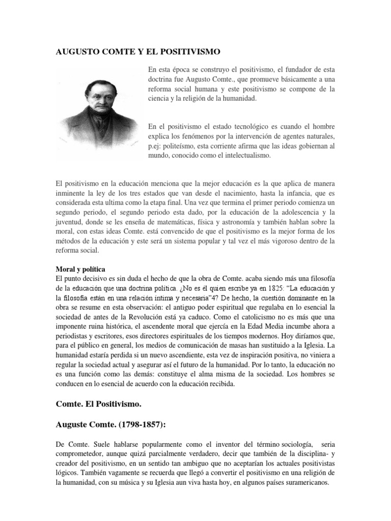 Augusto Comte y El Positivismo | Ciencia | Conocimiento