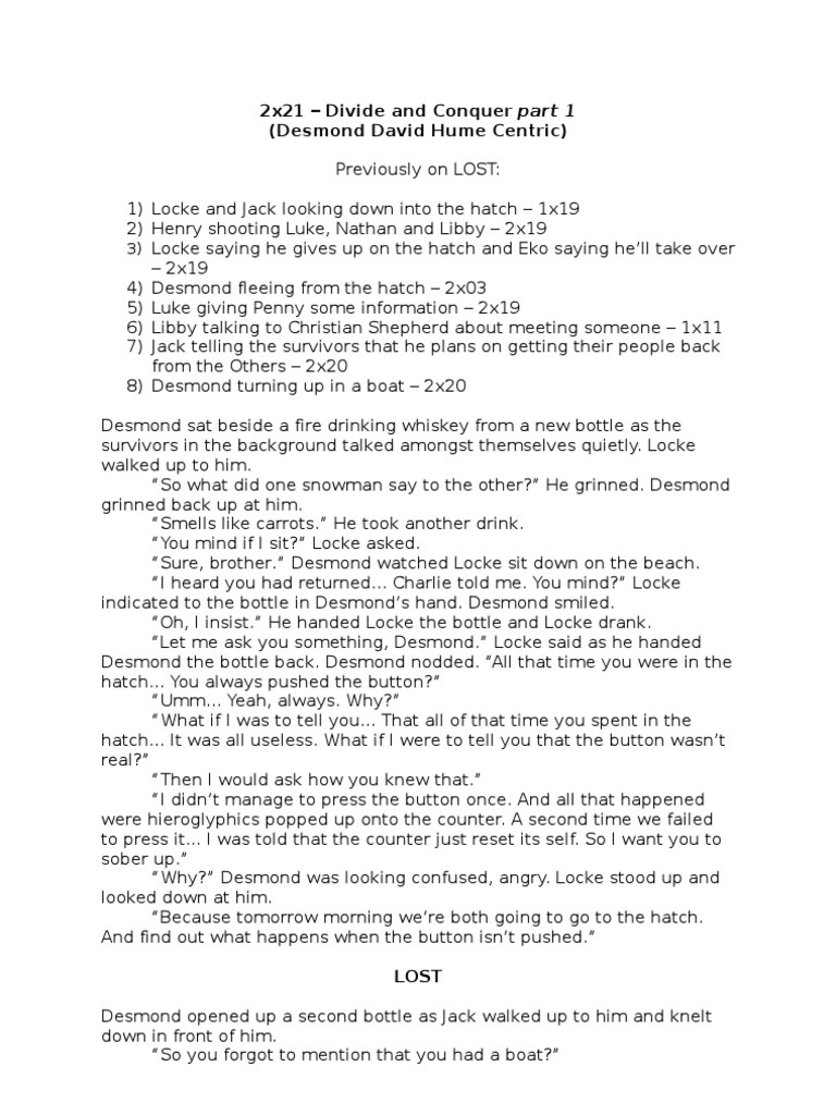 2x21 Divide and Conquer Part 1 | PDF | American Television Episodes ...