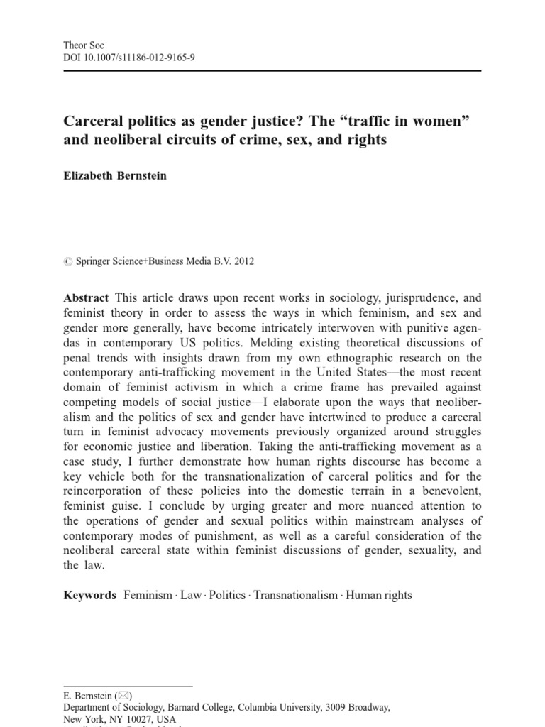 Elizabeth Bernstein Long Paper | PDF | Feminism | Gender Studies