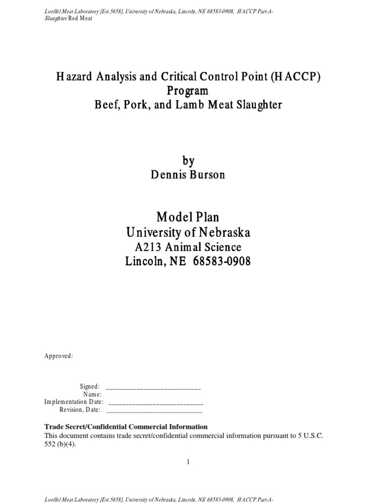 Slaughtered Meat | PDF | Hazard Analysis And Critical Control Points | Meat
