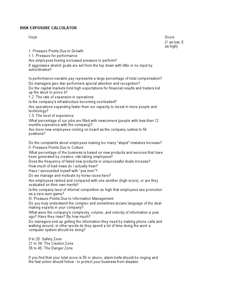 Risk Exposure Calculator | PDF | Risk | Economies