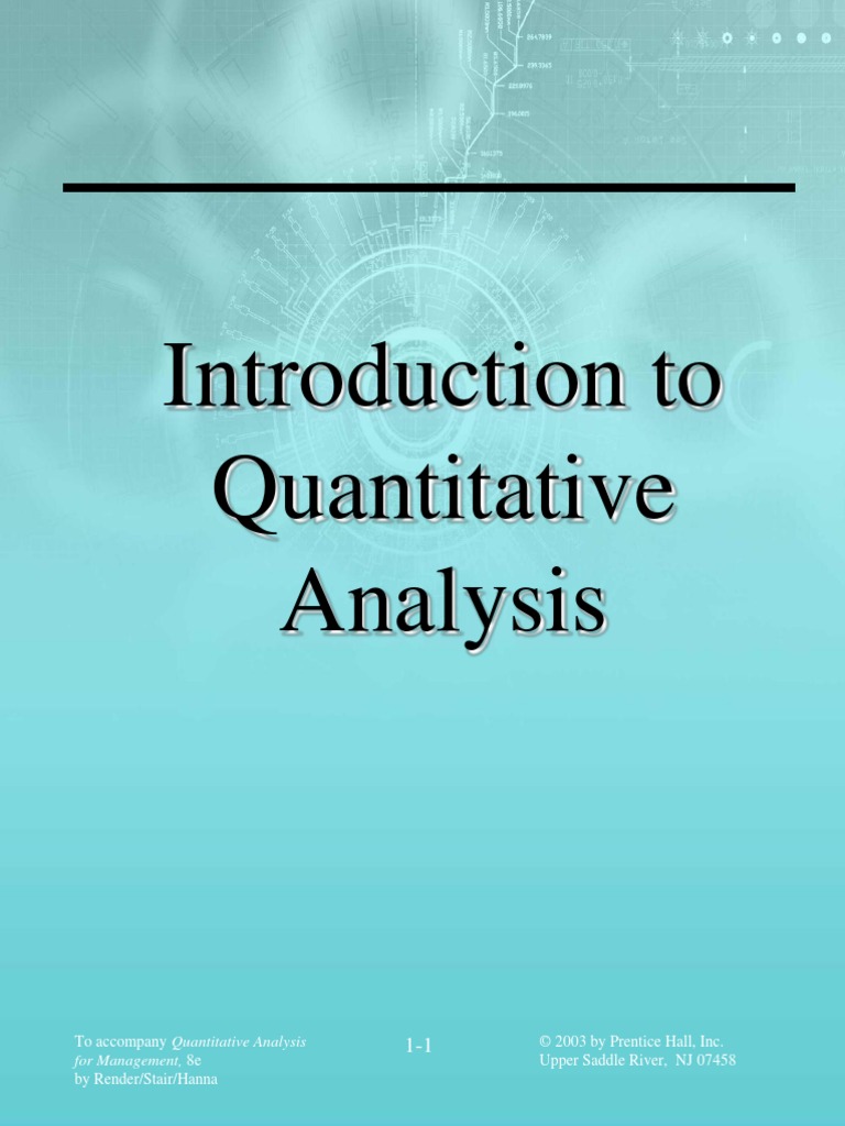 Intro To Quantitative Analysis | PDF | Statistics | Sensitivity Analysis
