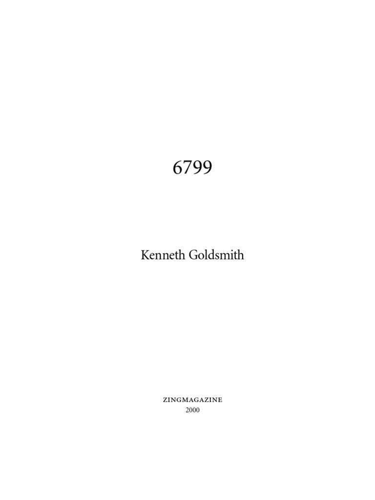 Kenneth Goldsmith: Zingmagazine | PDF | Art