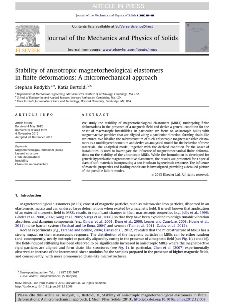 Journal of The Mechanics and Physics of Solids: Stephan Rudykh, Katia ...