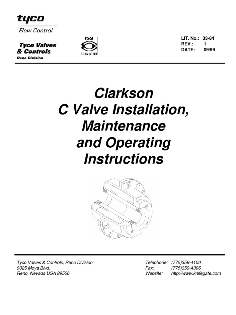 Clarkson C-Valve Iom Manual | PDF | Valve | Actuator