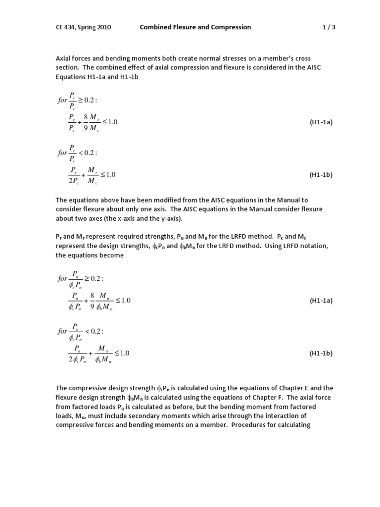 Combined Flexure and Compression Analysis | PDF | Bending | Mechanical ...