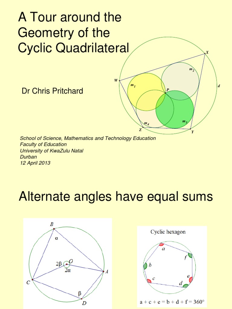 A Tour Around The Geometry of A Cyclic Quadrilateral | PDF | Circle ...