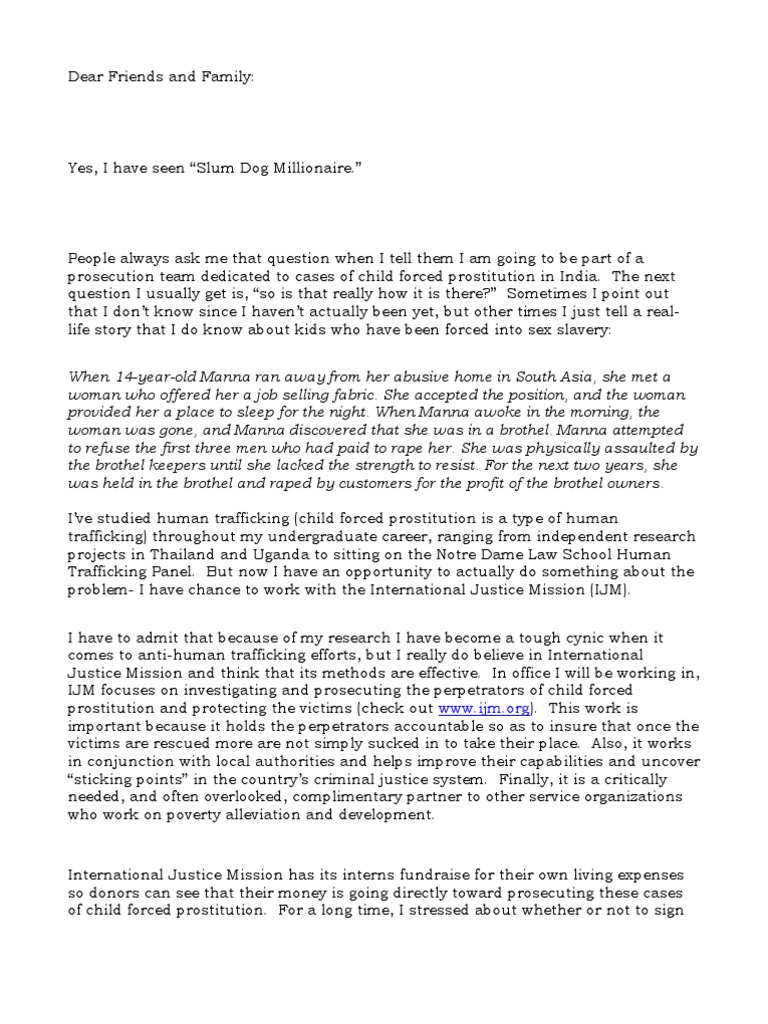 IJM Fundraising Letter | PDF | Brothel | Human Trafficking