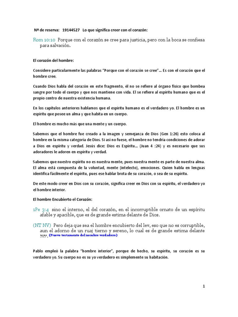 Lo Que Significa Creer Con El Corazón | PDF | Alma | Fe