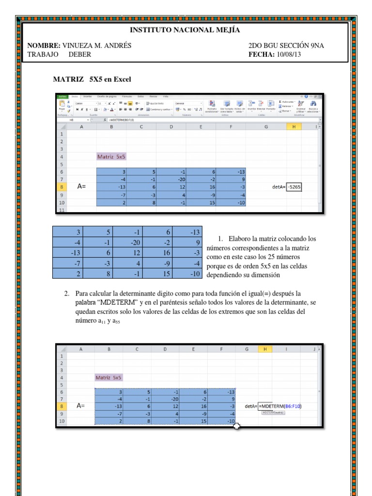 MATRIZ 5X5 en Excel | PDF | Métodos y materiales de enseñanza | Informática