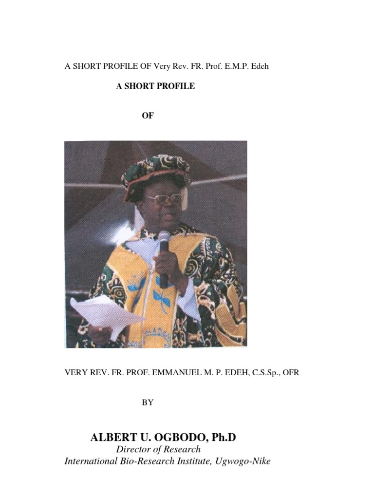 A Short Profile of Rev - Fr. Prof. E.M.P. Edeh | PDF | Religious ...