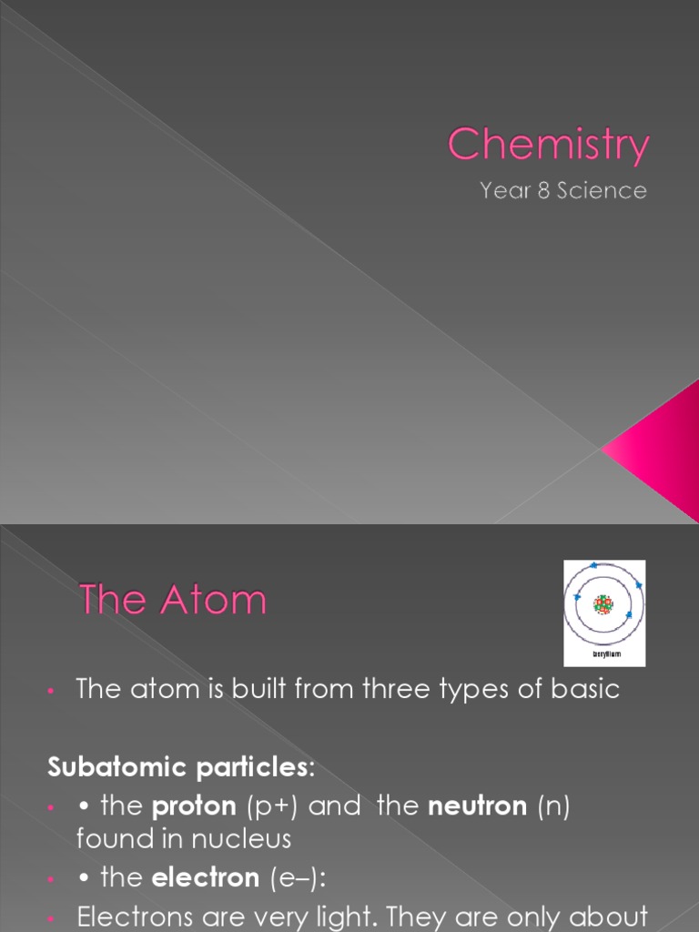 Chemistry Year 8 Basic | PDF | Atoms | Proton