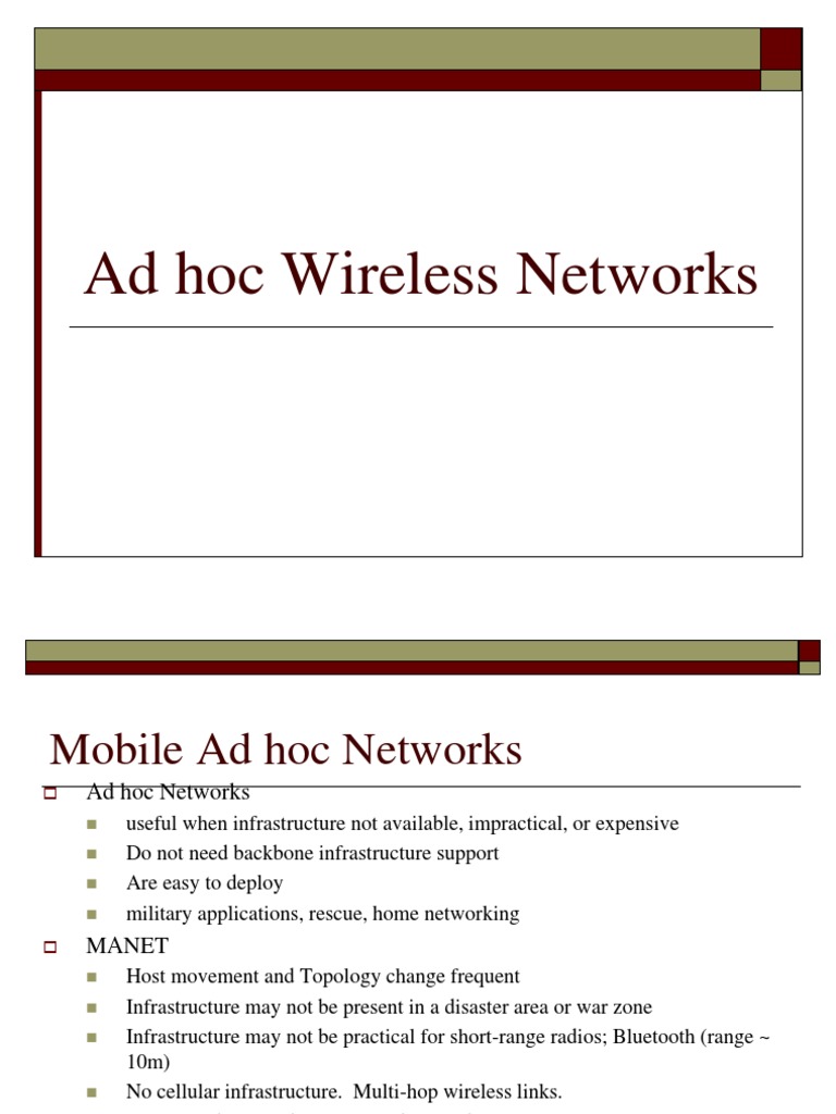 Adhoc Networs | PDF | Wireless Ad Hoc Network | Wireless Network