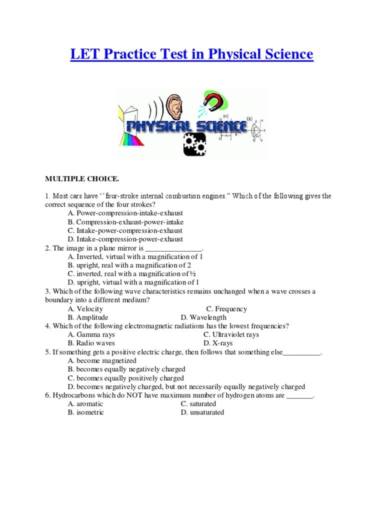 LET Practice Test in Physical Science | Force | Waves