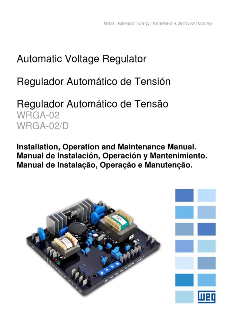 WEG Regulador Automatico de Tension Wrga 02 10001284080 Manual Espanol ...