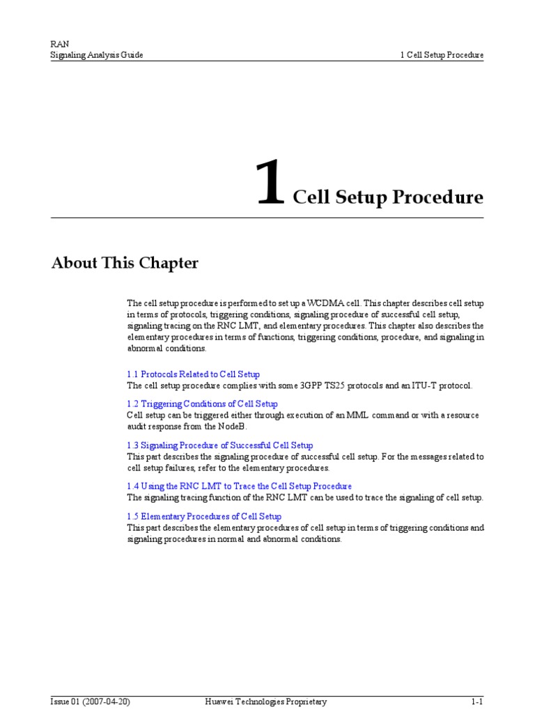 01-01 Cell Setup Procedure | PDF