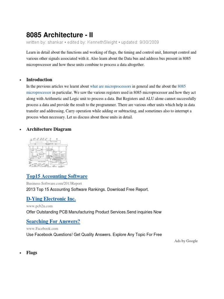 8085 Architecture | PDF | Input/Output | Central Processing Unit