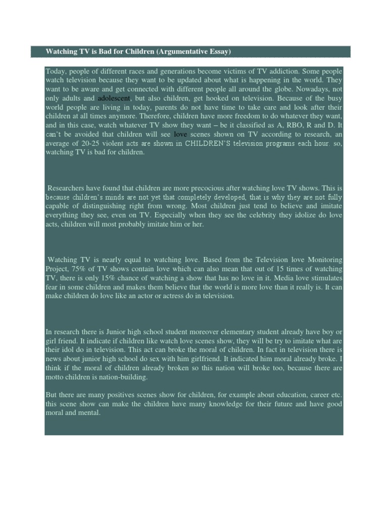 Negative Effects of TV on Children | PDF | Wellness