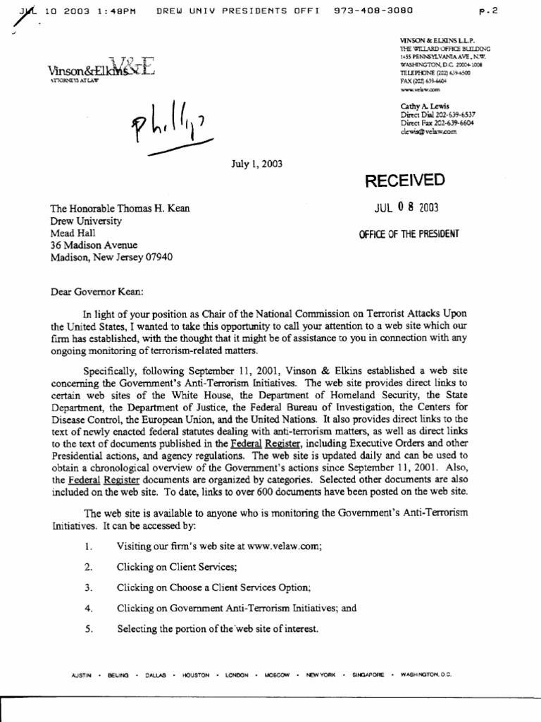 T2 B5 Resources FDR - Letter From Vinson and Elkins Re Website Tracking ...
