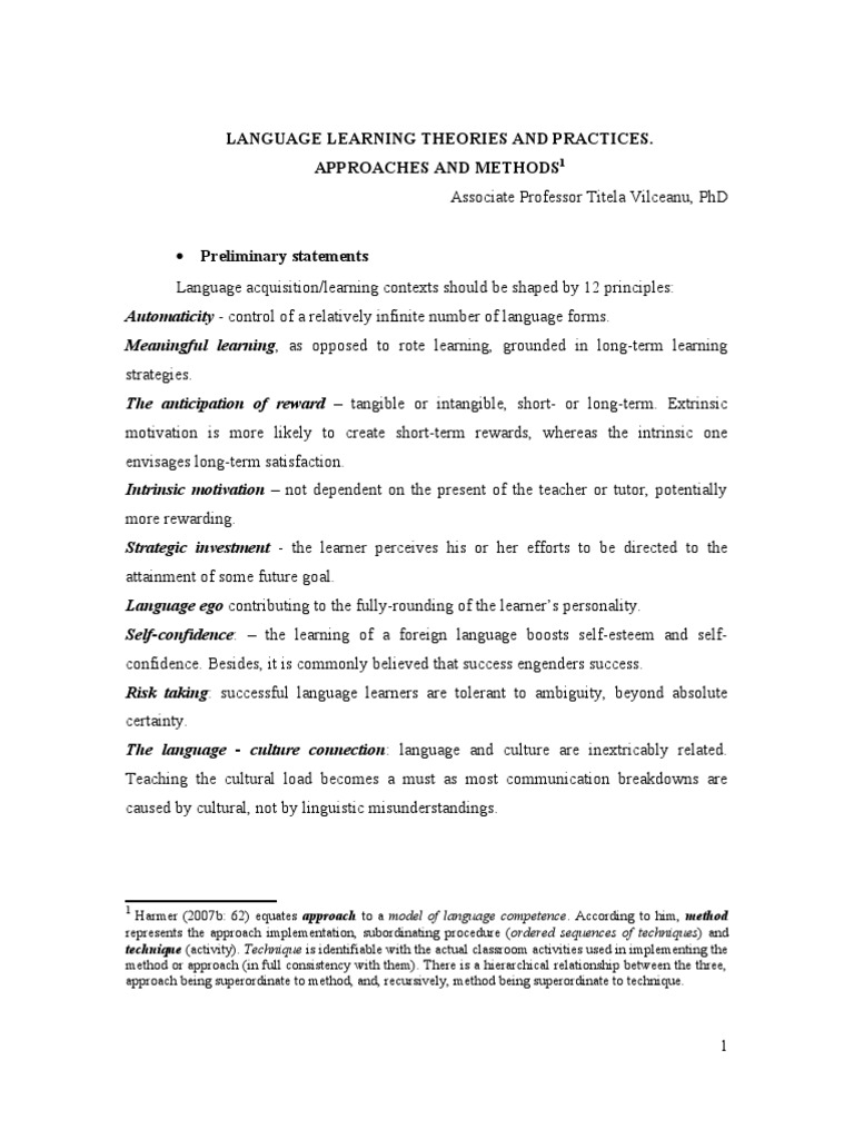 Language Learning Theories | PDF