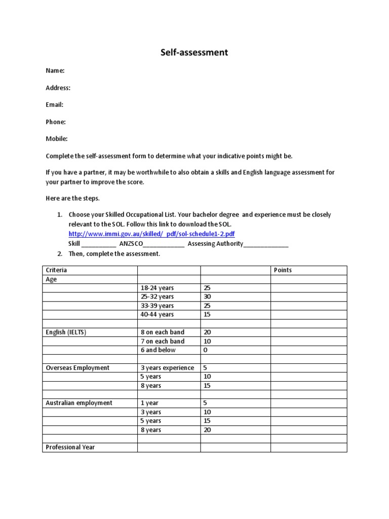 Self Assessment | PDF