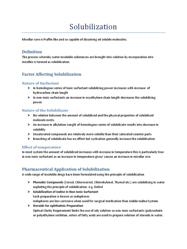 Solubilization