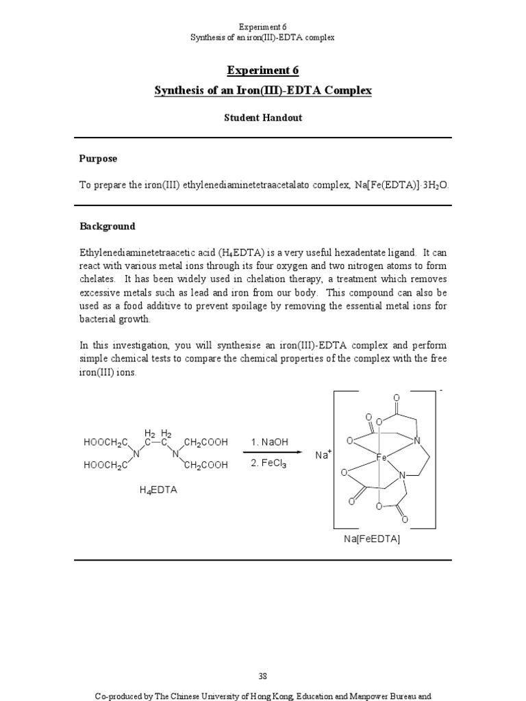 Student Expt 6 Eng | PDF | Ethylenediaminetetraacetic Acid | Sodium
