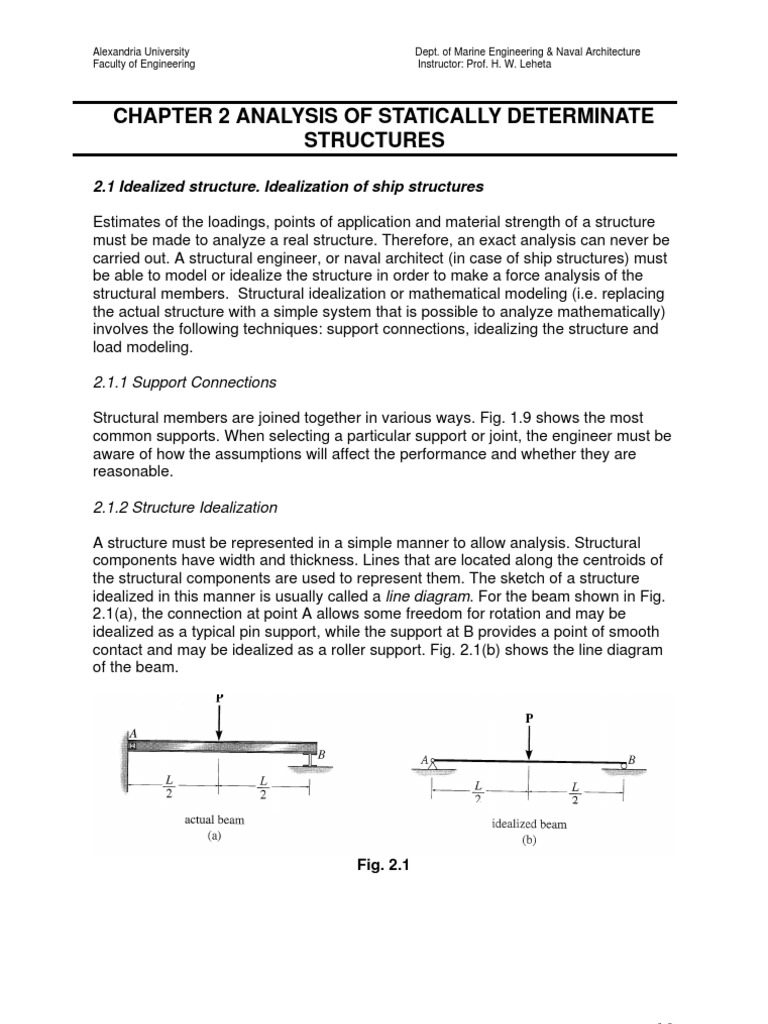 CHAPTER 2 - Analysis of Statically Determinate Structures | PDF | Naval ...