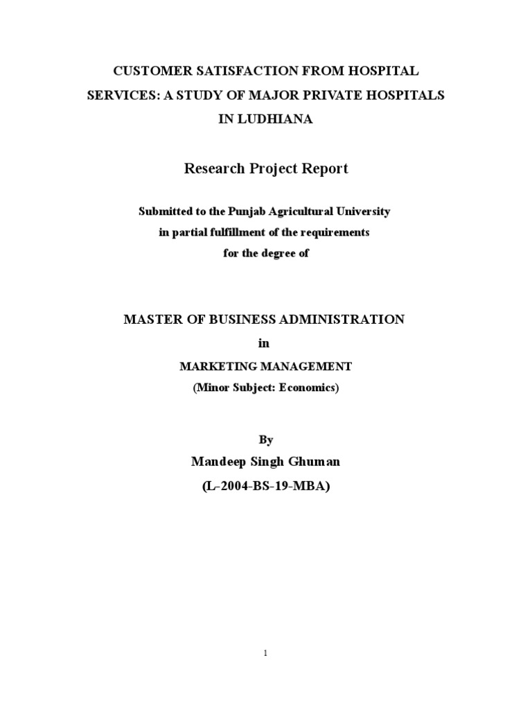 Customer Satisfaction in Ludhiana Hospitals | PDF | Customer ...