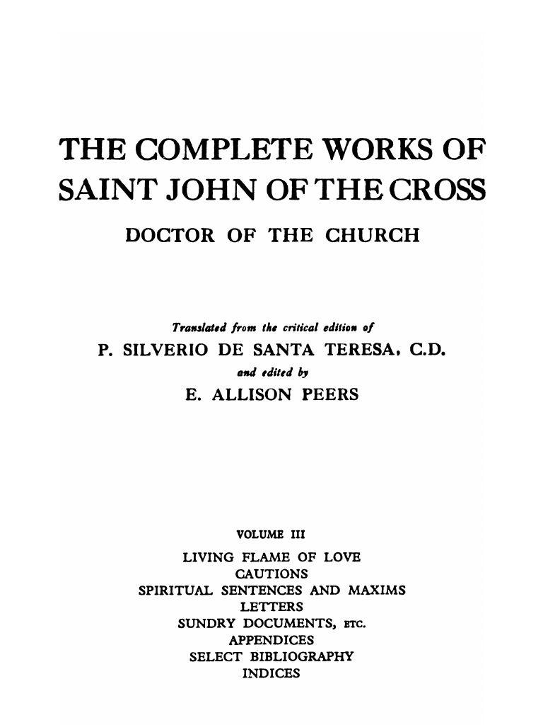The Complete Works of Saint John of The Cross Volume 3 | PDF