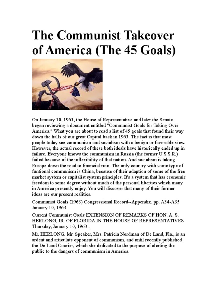 The Communist Takeover of America (The 45 Goals) | PDF | Soviet Union ...