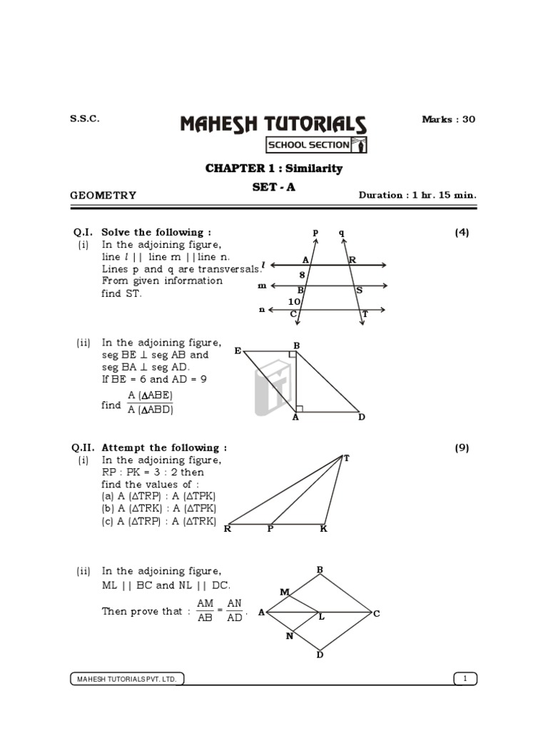 Test Paper | PDF | Triangle | Area