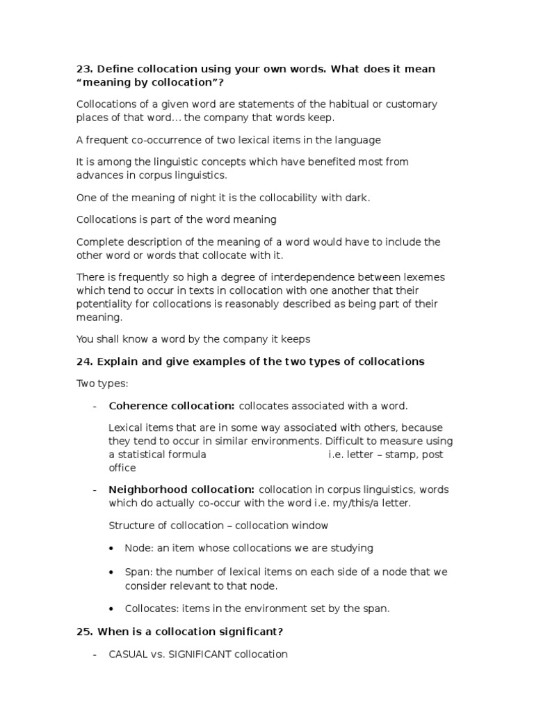 23 Collocation Colligation | Lexicon | Word