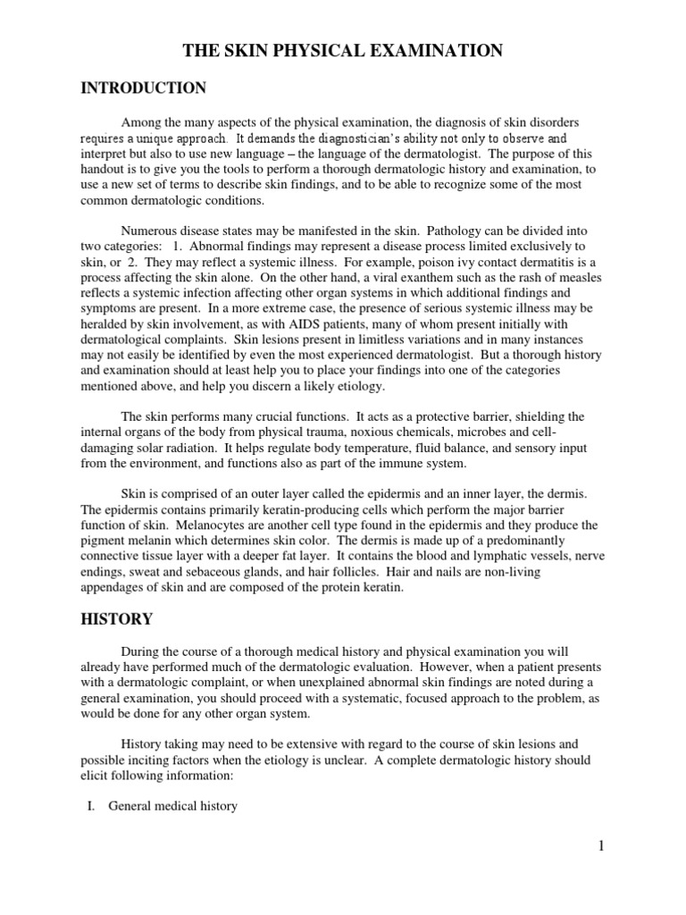 Skin Physical Exam | Cutaneous Conditions | Skin
