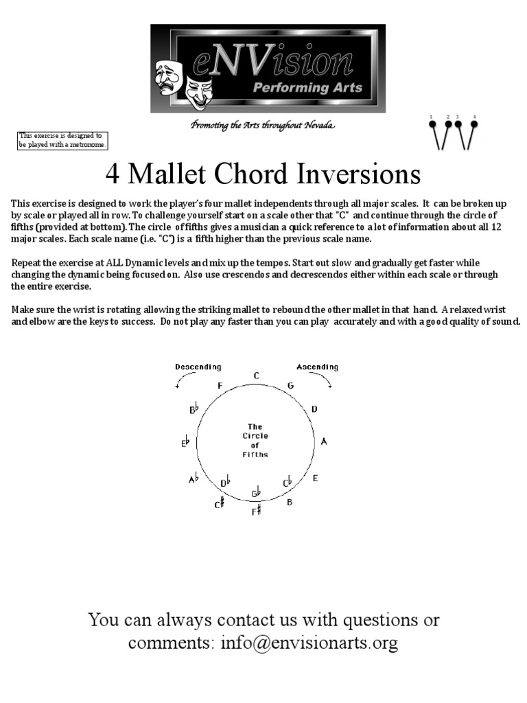 4 Mallet Chord Inversion - Mallets | PDF | Chord (Music) | Musical Notation