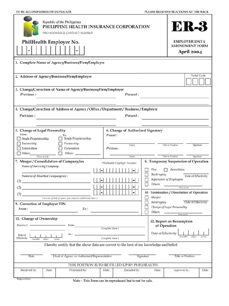 Philhealth ER3-Employer Data Amendment | U.S. Securities And Exchange ...