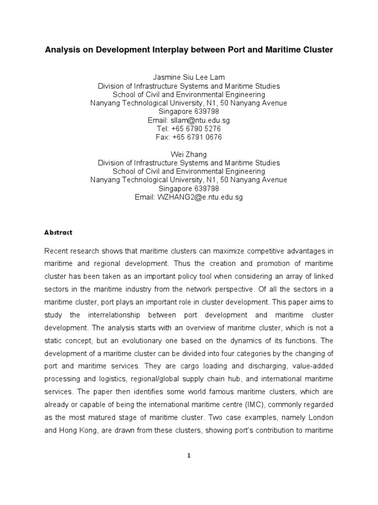 Maritime Cluster Types | PDF | Tonnage | Competitiveness