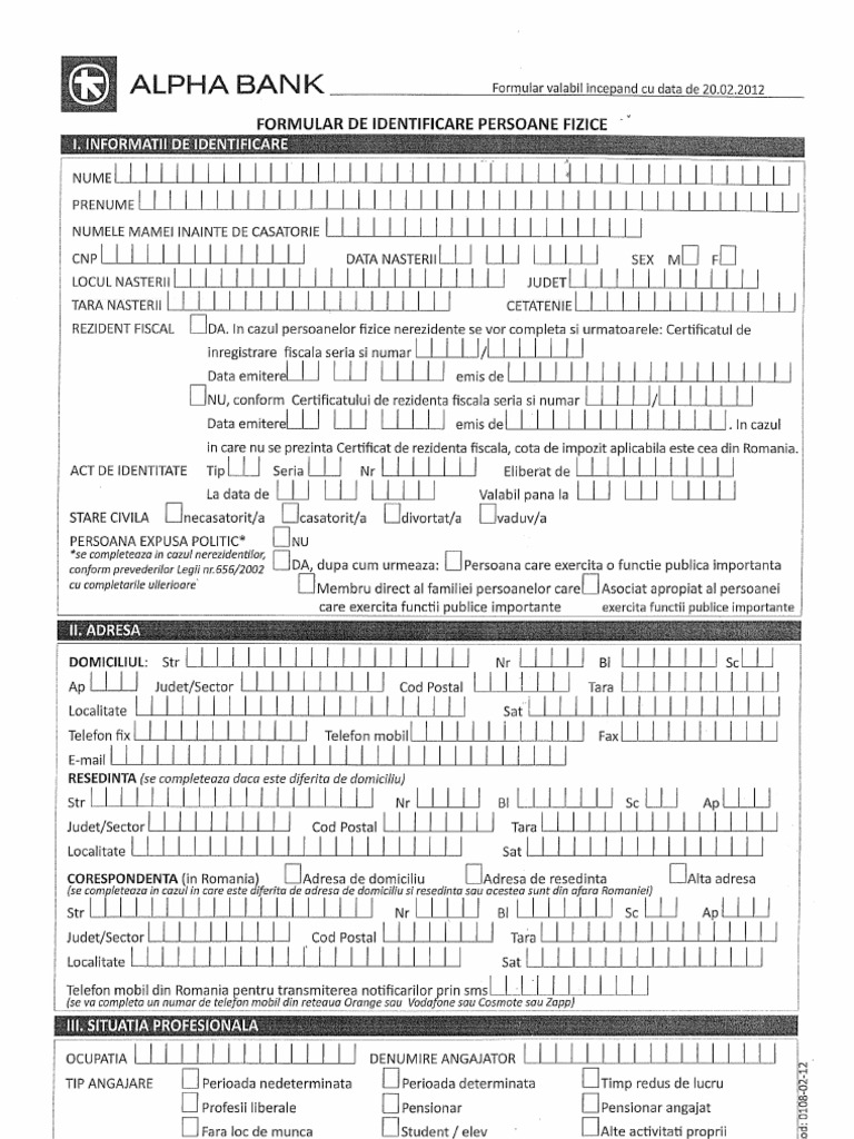 Formulare Alpha Bank | PDF