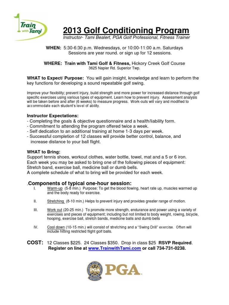 2013 Golf Conditioning Program | PDF | Strength Training | Physical ...