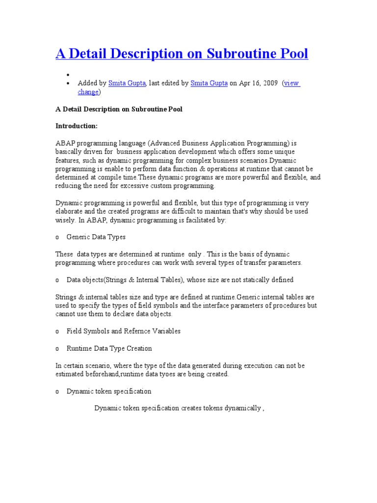 A Detail Description On Subroutine Pool Pdf Parameter Computer Programming Subroutine 6856