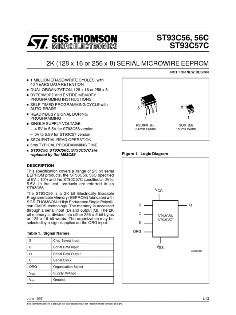 This Specification Covers A Range of 2K Bit Serial EEPROM Products, The ...