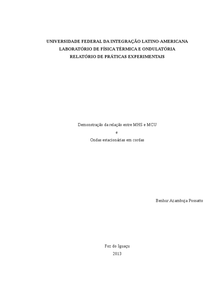 Relatório LFTO: MHS MCU - Ondas estacionaria | PDF | Ondas | Frequência