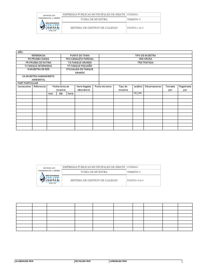 Formato Toma de Muestra | PDF