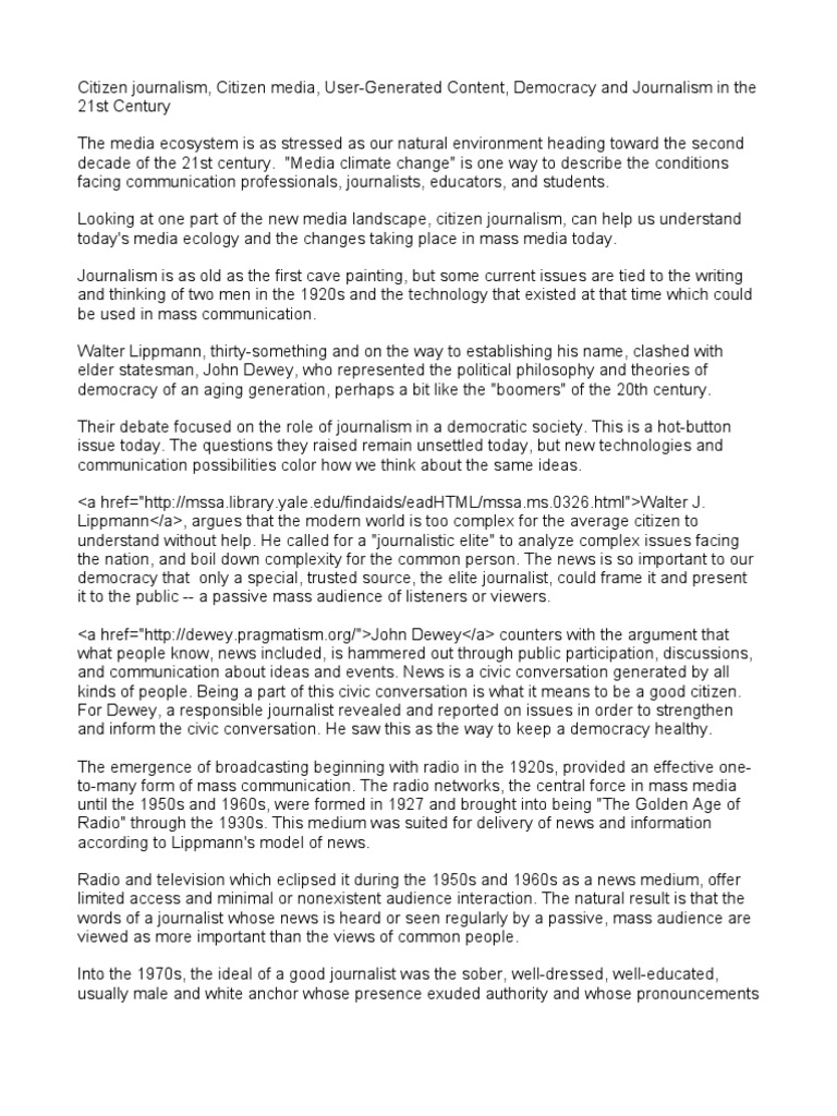 Citizen Journalism Overview | PDF | Journalism | Technological Convergence