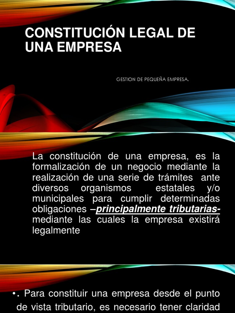 Constitución Legal de Una Empresa, PP | PDF | Capital (economía) | Pequeñas y medianas empresas