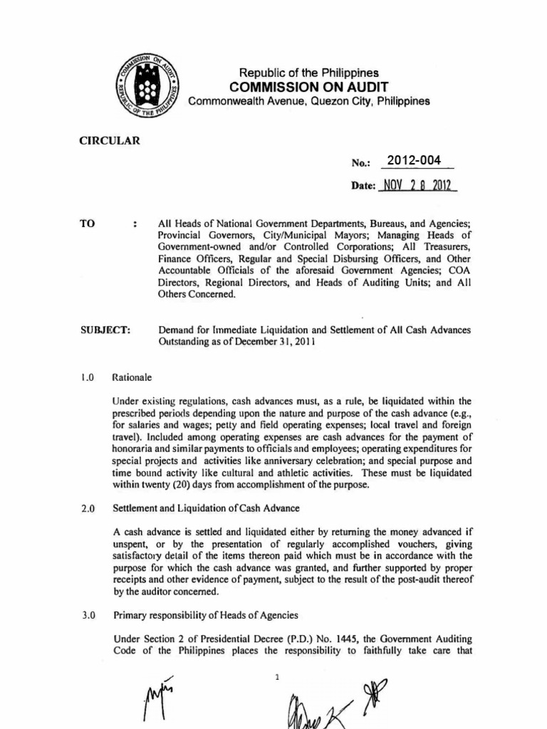 Commission on Audit Circular 2012-004 | Audit | Virtue | Free 30-day ...