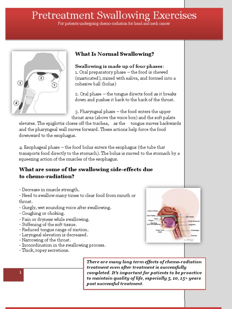 Pre-Treatment Swallowing Exercises | PDF | Tongue | Human Head And Neck
